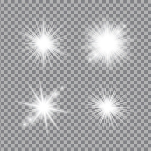 White light glow effect rays set radiant Vector Image