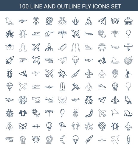100 fly icons Royalty Free Vector Image - VectorStock