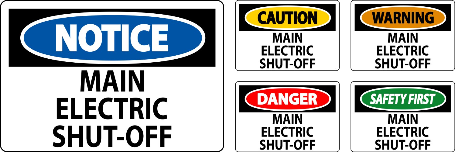 Warning sign main electric shut-off Royalty Free Vector