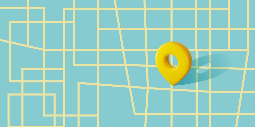 Locator mark on city map shows destination Vector Image