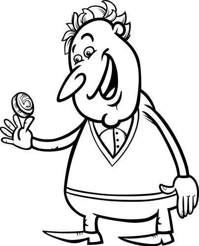 Cartoon man with euro coin Royalty Free Vector Image