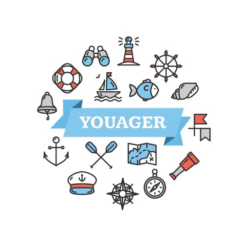 Collection of nautical elements in a circle shape Vector Image