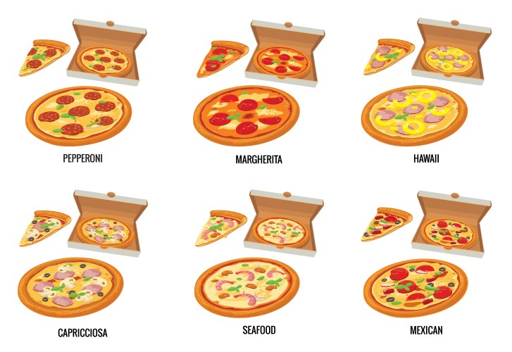 Pizza box design unwrap fastfood package Vector Image