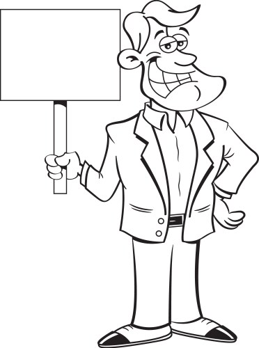 Cartoon painter holding a sign Royalty Free Vector Image