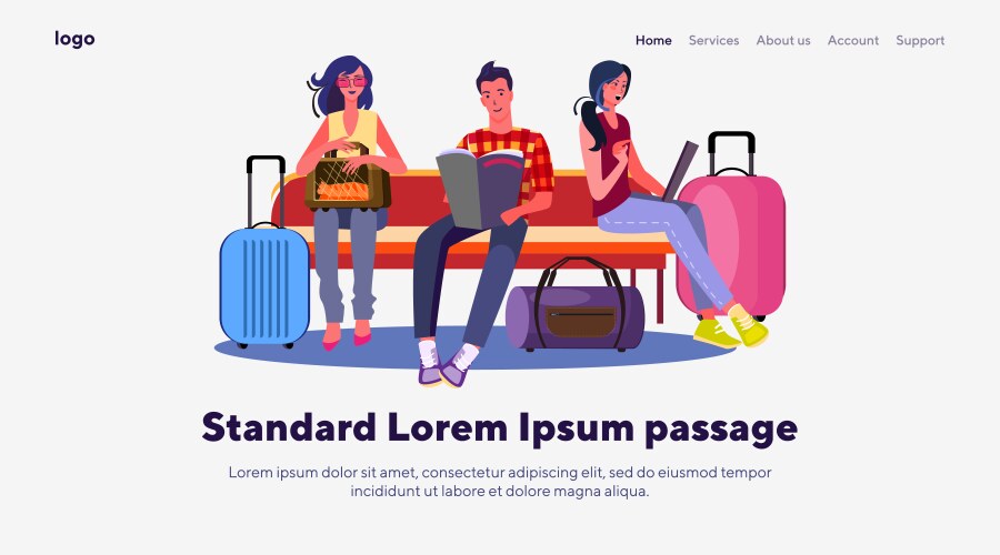 Airport check-in isolated cartoon Royalty Free Vector Image