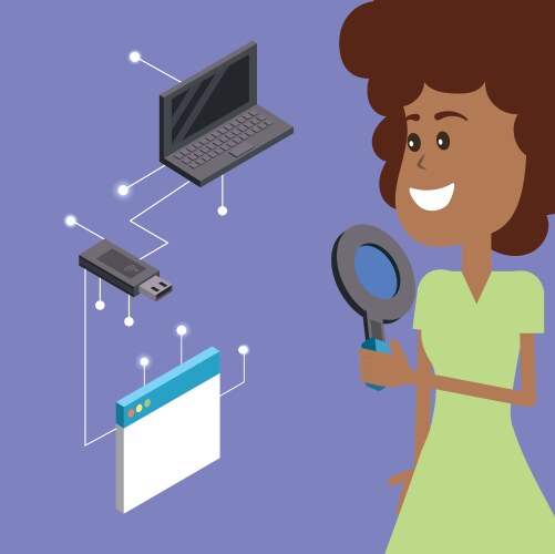 Search engine cartoon Royalty Free Vector Image