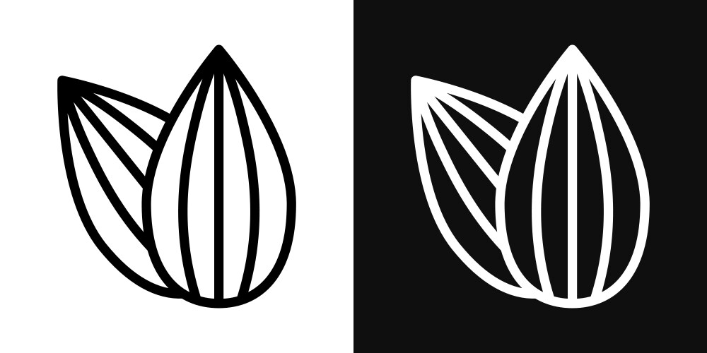 Almond icon set kernel nut milk symbol Royalty Free Vector