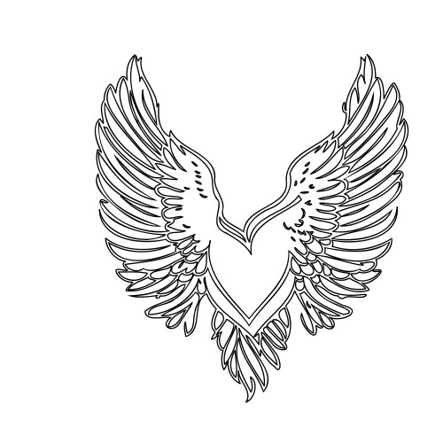 Cupid wings outline sketch Royalty Free Vector Image