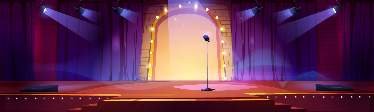 Bright show poster design template stage Vector Image