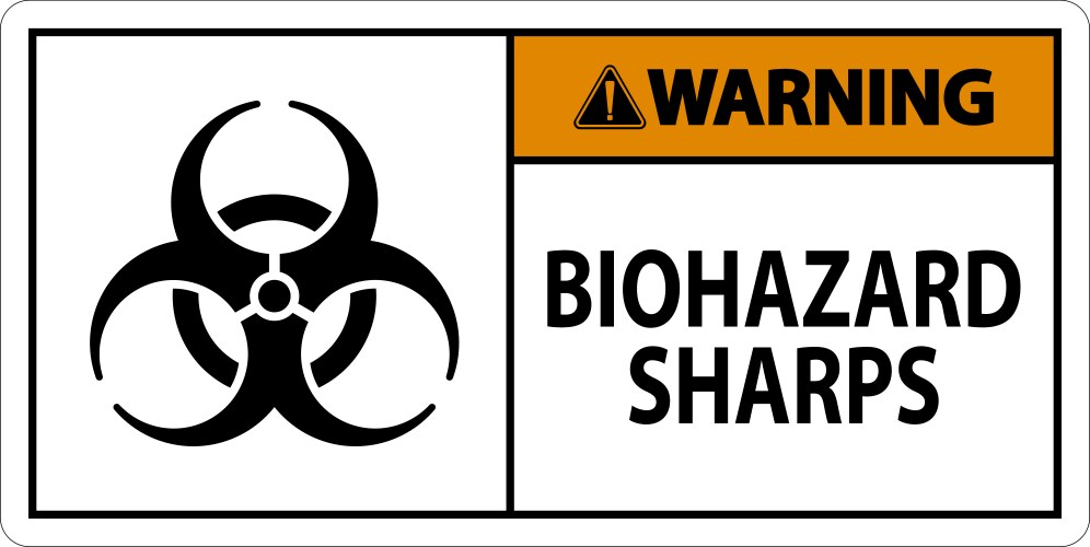 Warning biohazard label sharps Royalty Free Vector Image