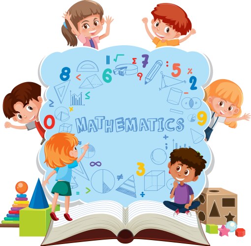 Boy with math tools and open book Royalty Free Vector Image