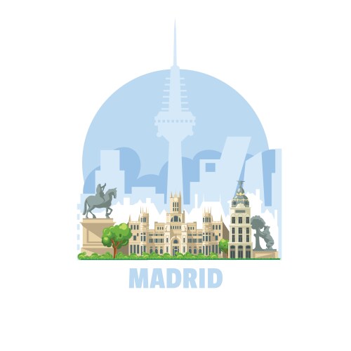 Spain madrid travel landmarks Royalty Free Vector Image