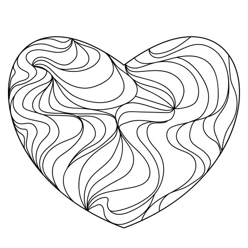 Outline heart with ornate layered petals coloring Vector Image