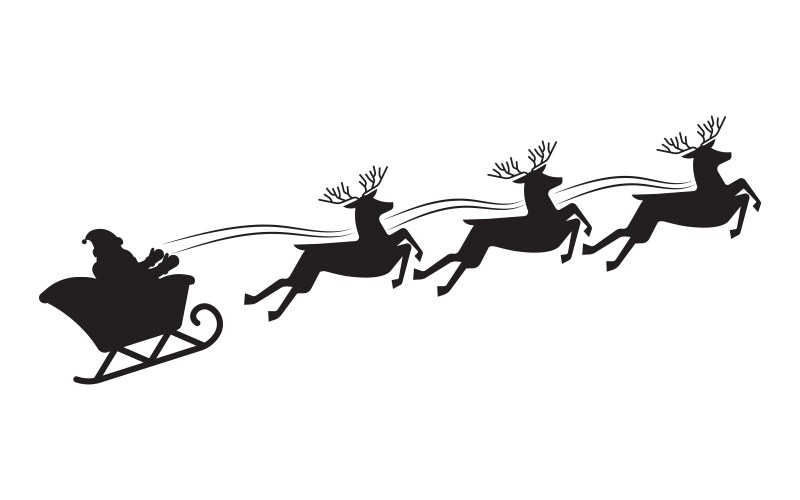 Christmas black silhouette santa riding sleigh Vector Image Christmas black silhouette santa riding sleigh Vector Image