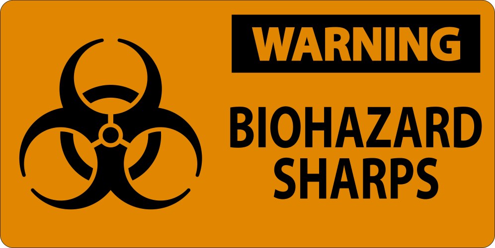 Warning biohazard label sharps Royalty Free Vector Image