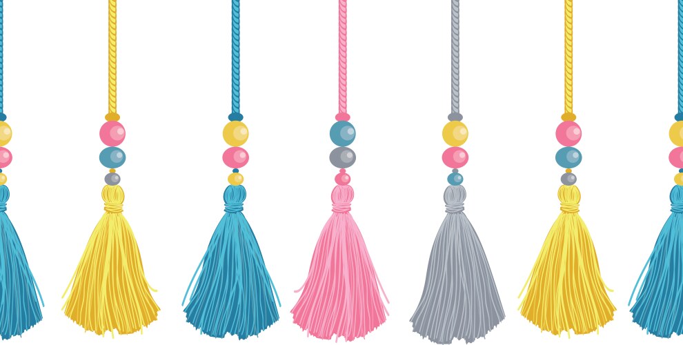 Three pink tassels on white Royalty Free Vector Image