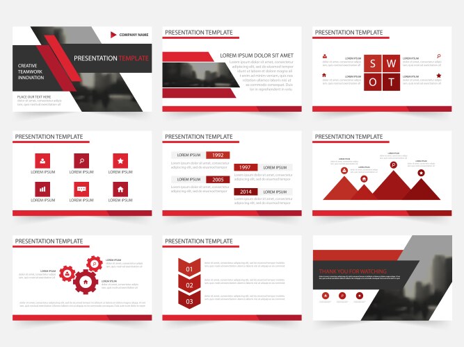 Red presentation templates for slide show Vector Image