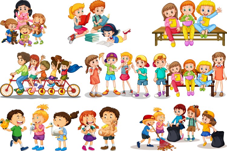 Students with their teacher Royalty Free Vector Image