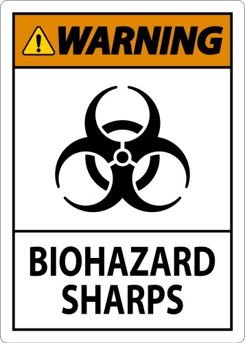 Warning biohazard label sharps Royalty Free Vector Image
