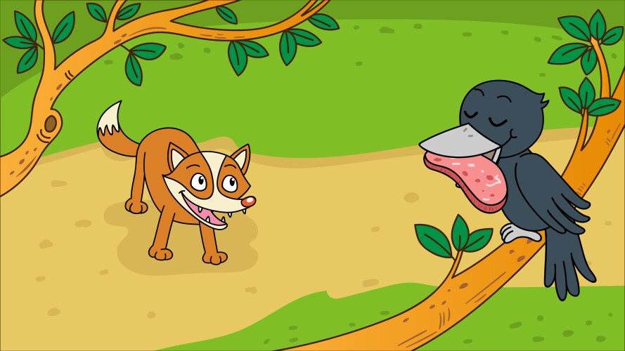 The Fox and Crow Story Vector Images (23)
