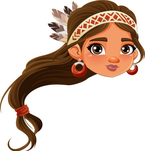 Cute female native american cartoon character Vector Image