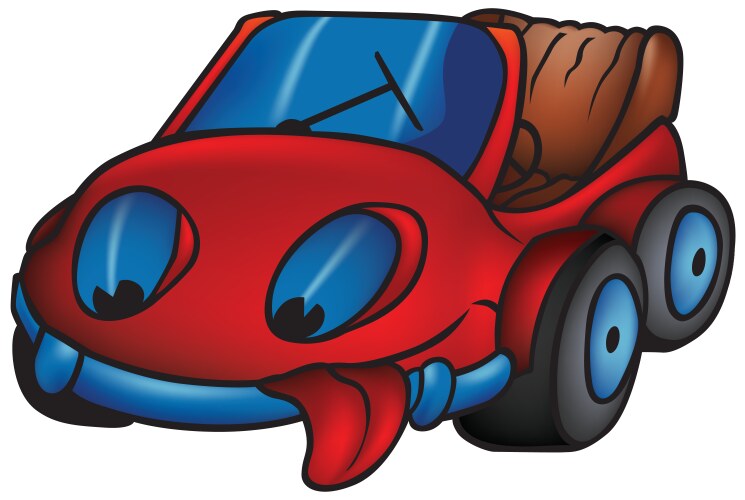 Cartoon funny red car Royalty Free Vector Image