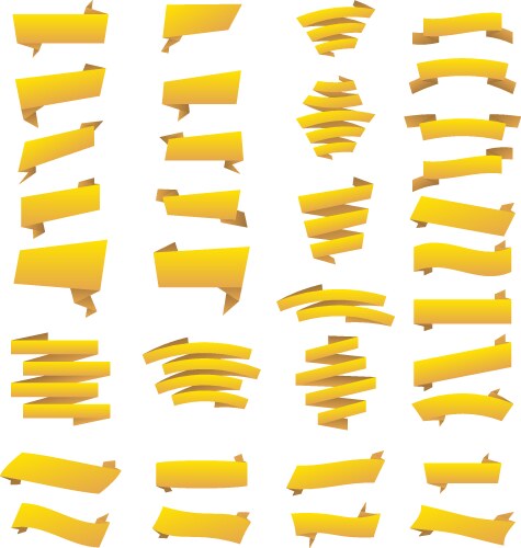 Set yellow ribbons banners flat design Royalty Free Vector