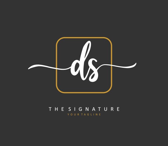 D s ds initial letter handwriting and signature Vector Image
