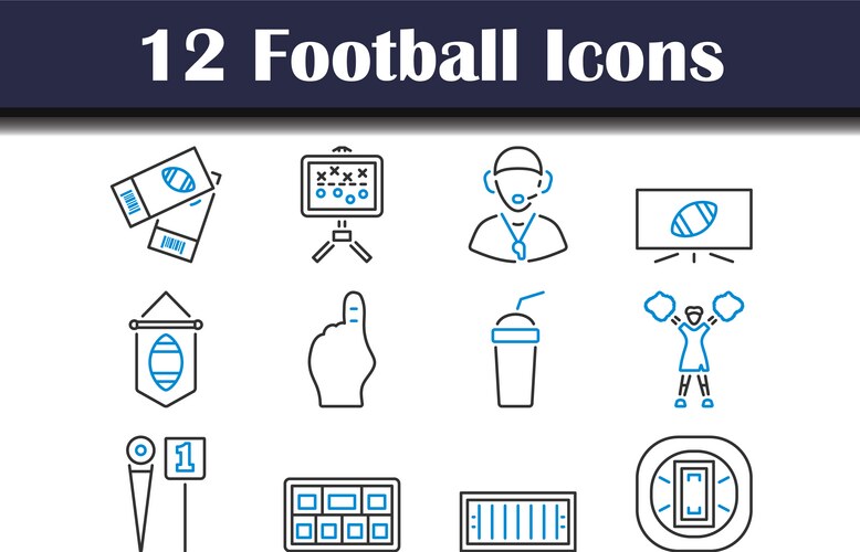 American football icon set Royalty Free Vector Image