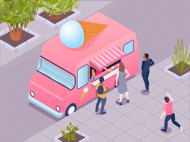 Isometric ice cream flowchart Royalty Free Vector Image