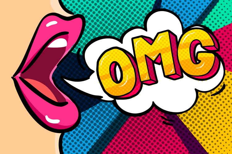 Omg pop art girl face Royalty Free Vector Image