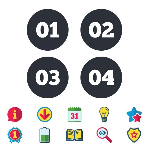 Step one two three icons sequence of options Vector Image