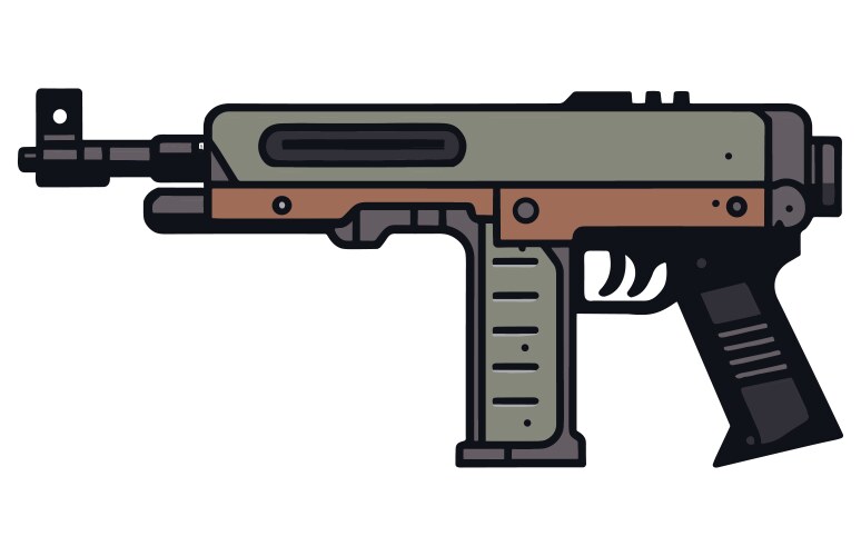 Submachine gun machine hand weapons Royalty Free Vector