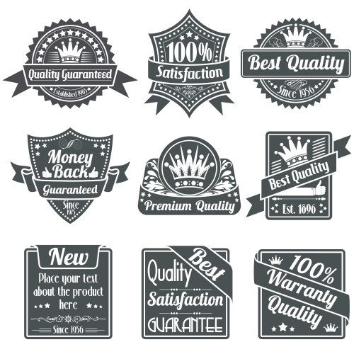 Ornate emblems of quality Royalty Free Vector Image