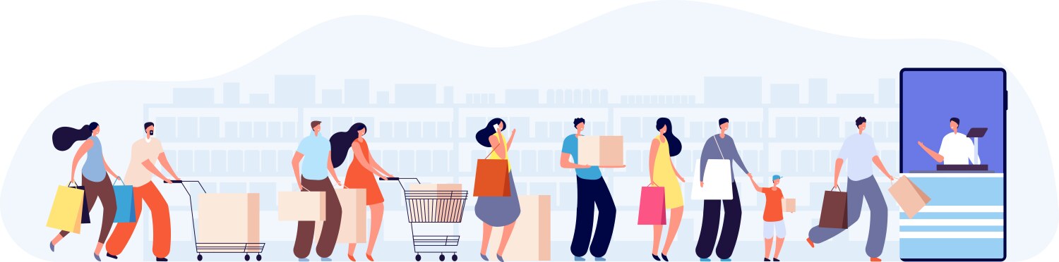 People queue waiting line Royalty Free Vector Image