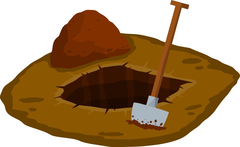 Two men dig a hole with shovels funeral Royalty Free Vector