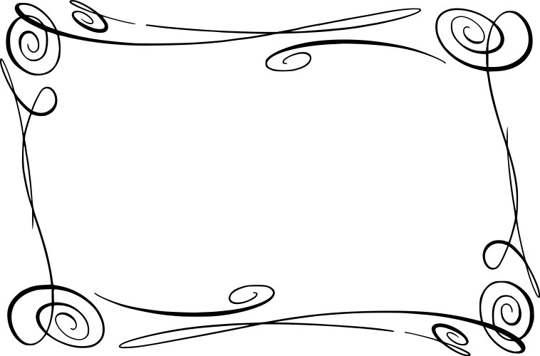 Flourish frame rectangle with squiggles Royalty Free Vector