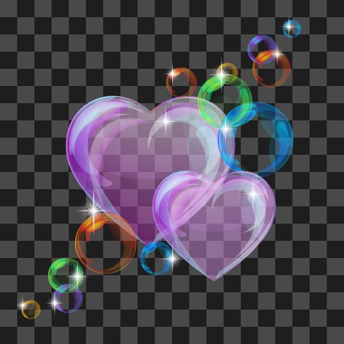 Romantic background with colorful bubble hearts Vector Image