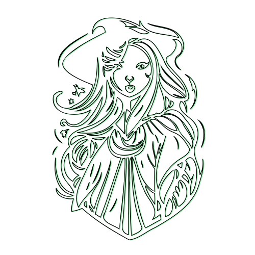 Witch outline sketch Royalty Free Vector Image