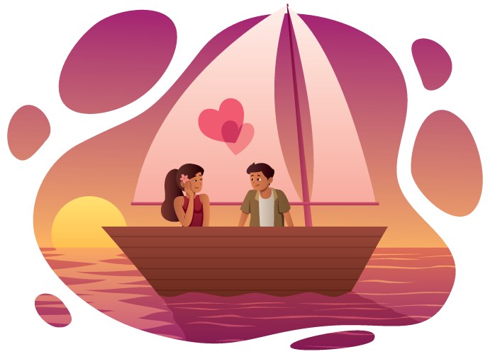 Loving couple in a boat Royalty Free Vector Image