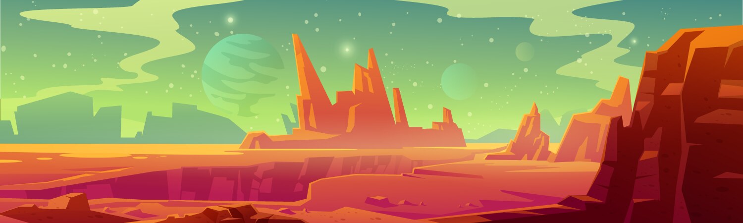 Outer space mars planet landscape background Vector Image