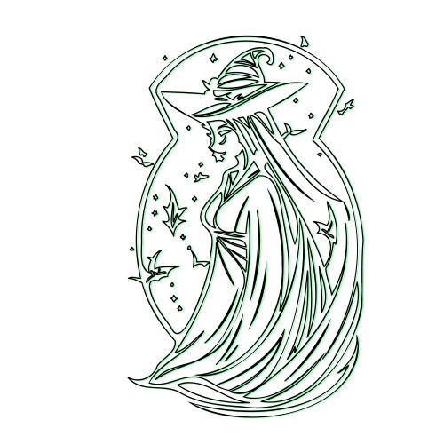 Witch outline sketch Royalty Free Vector Image