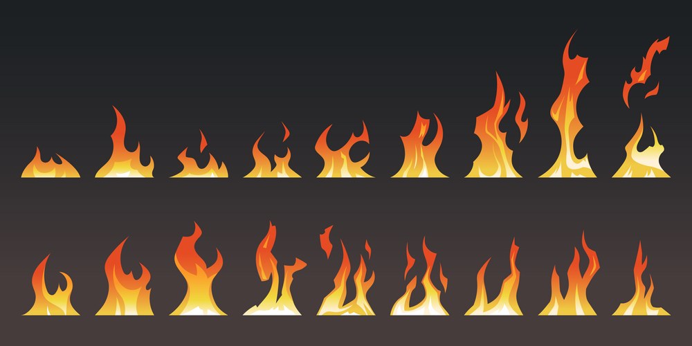 Flame animation sprite sheet icons – Royalty-Free Vector | VectorStock