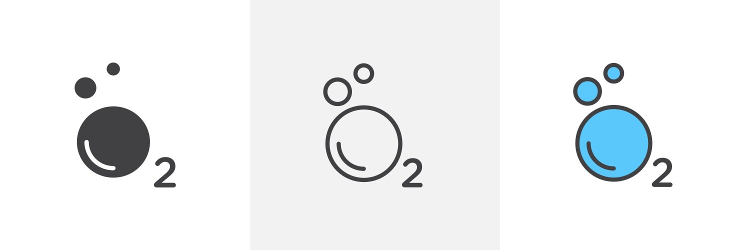 Oxygen o2 icon set on white background Royalty Free Vector
