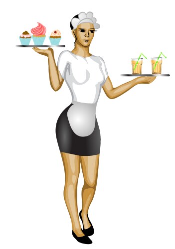 Cute waiter with drink Royalty Free Vector Image