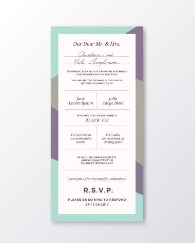 Wedding double invitation invite card design Vector Image