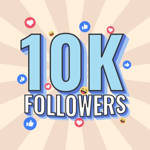 10k followers celebration design with golden Vector Image