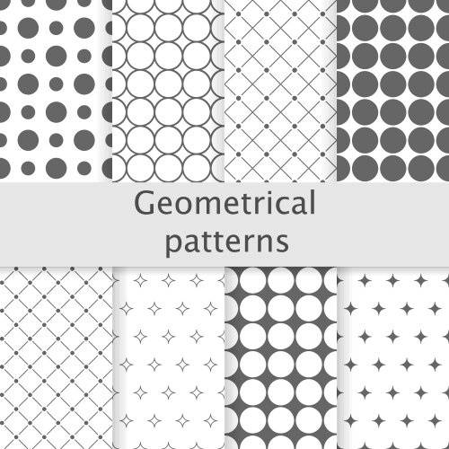 8 different classic geometric patterns Royalty Free Vector