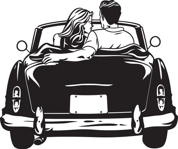 Breezy bliss convertible drive back view logo Vector Image