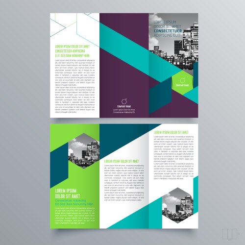 Yellow triangle business trifold leaflet brochure Vector Image